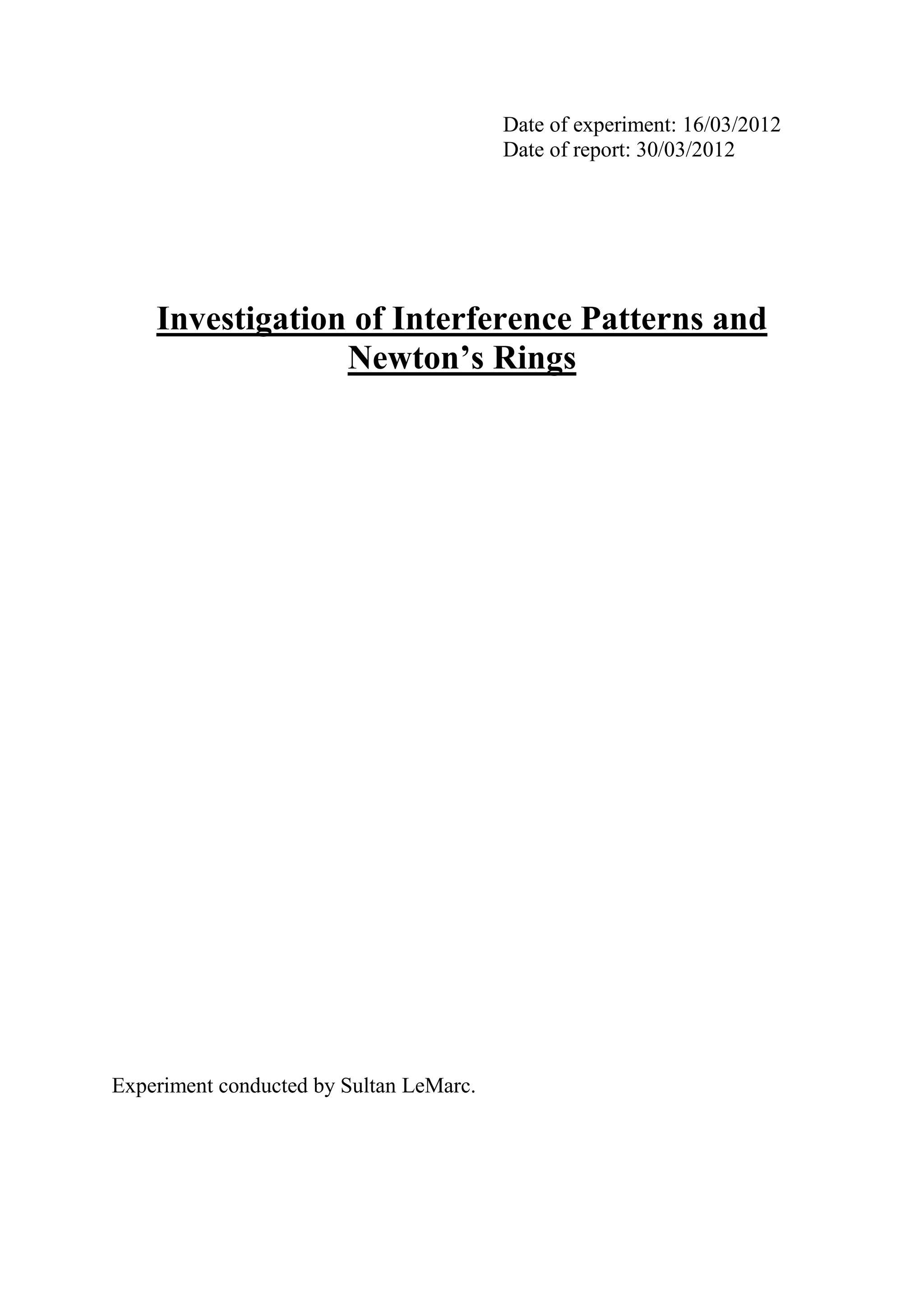 Newton's Rings - Sultan LeMarc | DOCX