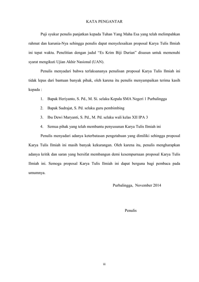 Formalitas Proposal Karya Tulis Ilmiah Es Krim Biji Durian | DOC