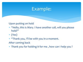 Formal telephone skills | PPTX