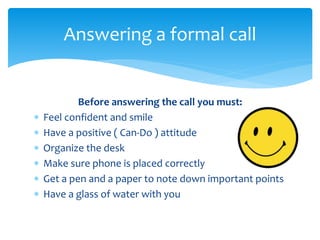 Formal telephone skills | PPTX
