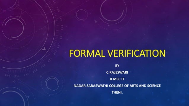 Formal verification | PPTX | Programming Languages | Computing