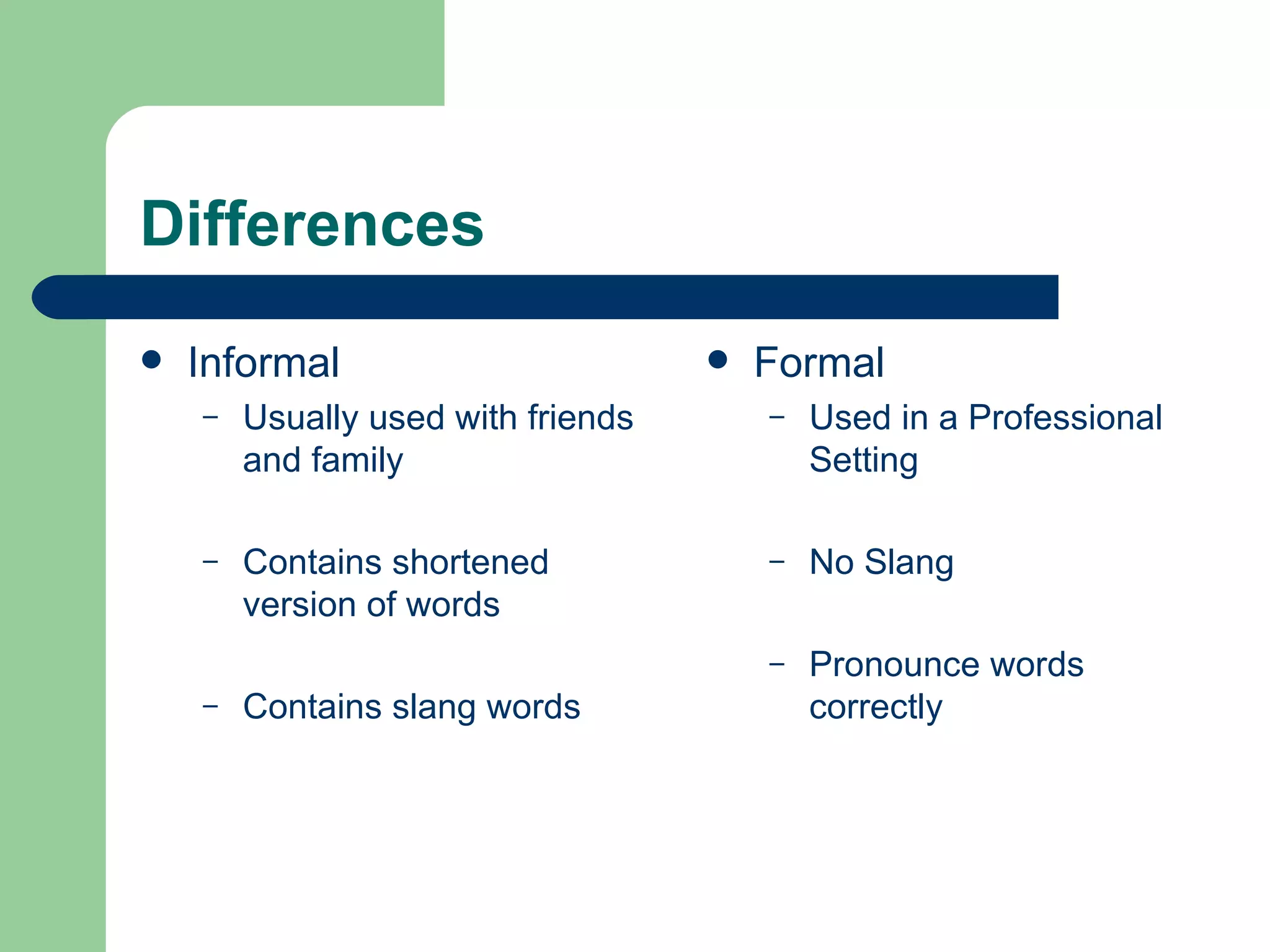 Formal vs. informal communication | PPT