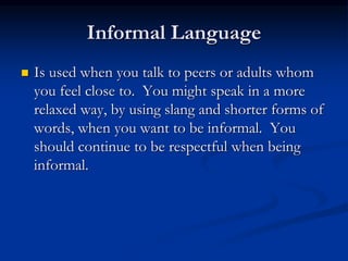 Formal vs informal language | PPSX