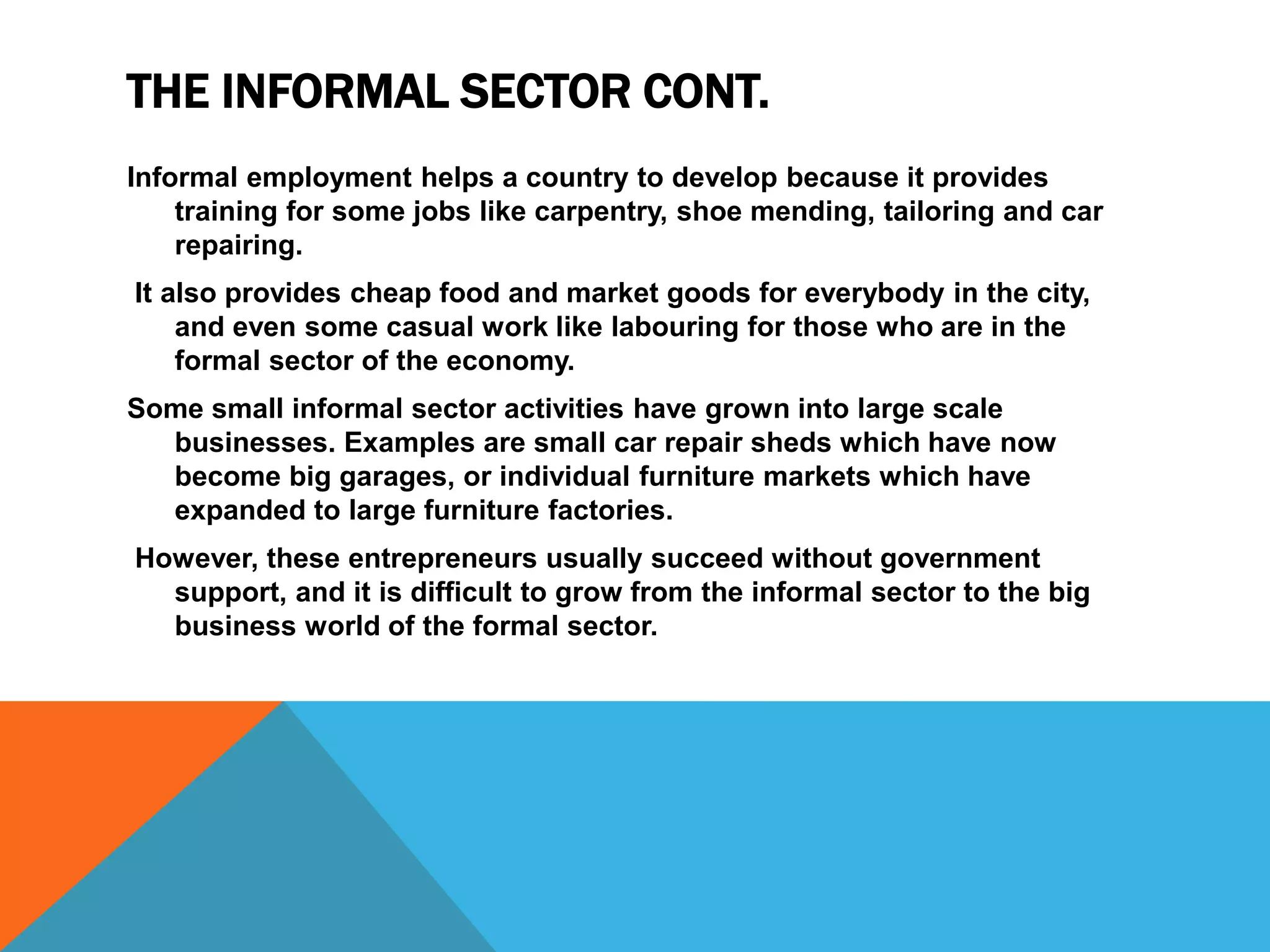 Formal vs informal sectors | PPTX | Job Market | Economy