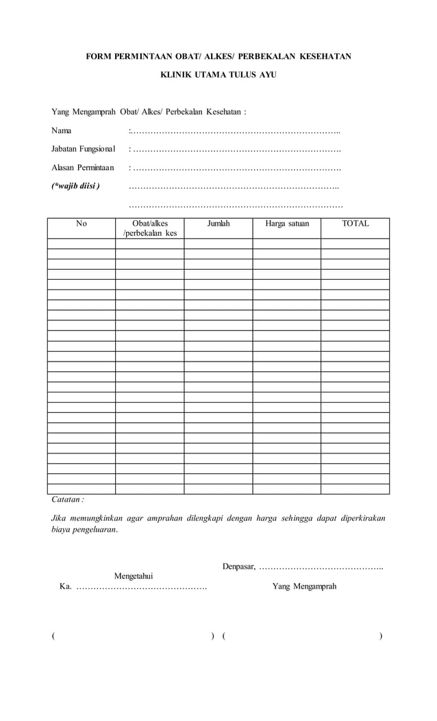 Form amprahan klinik | DOCX