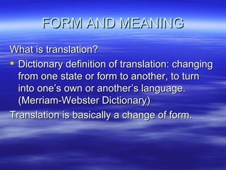 Form And Meaning | PPT