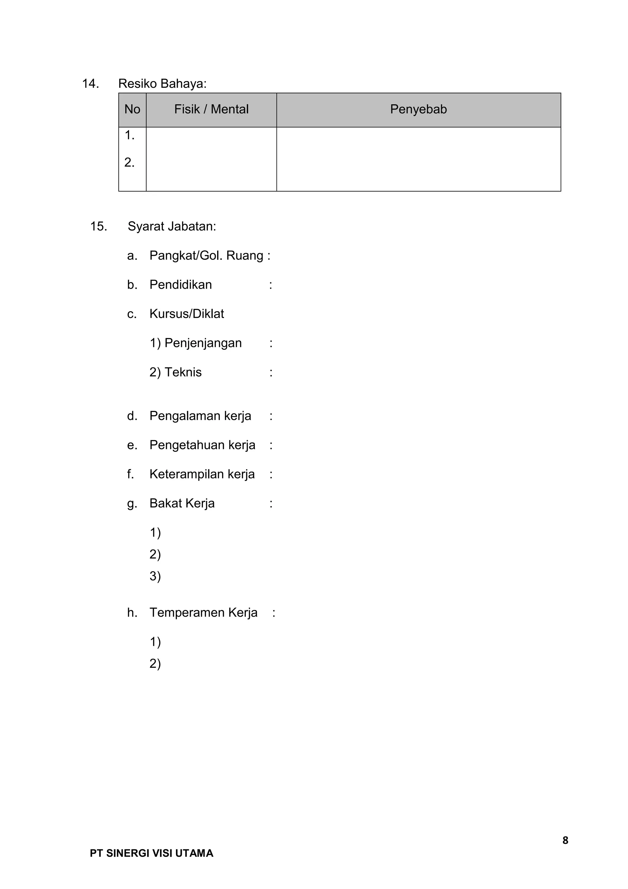Form anjab kosong (untuk staf) | DOCX
