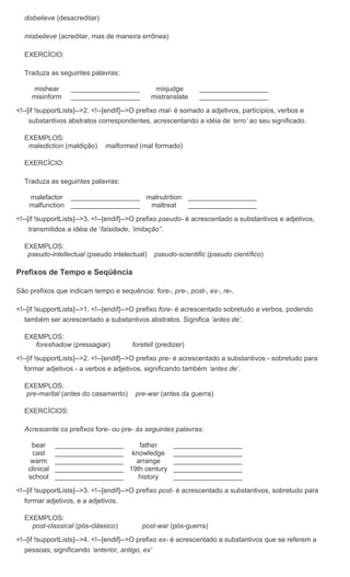 FormaçãO De Palavras Por PrefixaçãO | DOC
