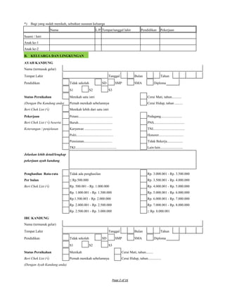 Form aplikasi a2 versi juli 2016 (Rekrutmen PT JIAEC) | PDF