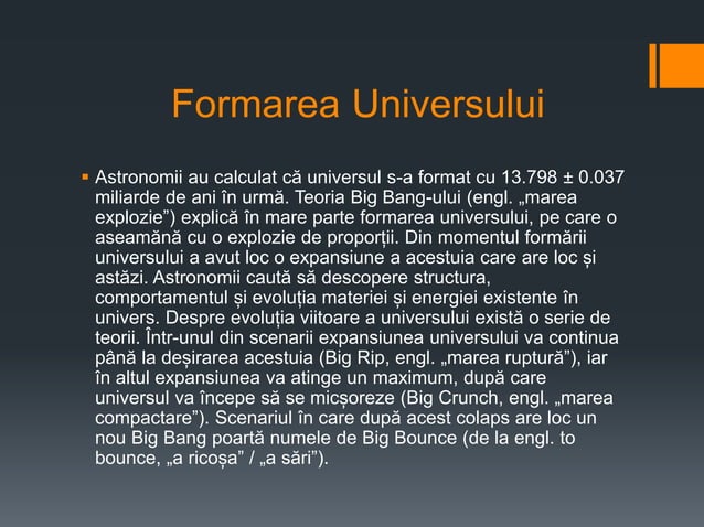 Formarea Universului -Bako Amalia | PPTX