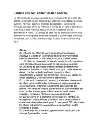 Formas básicas comunicación escrita | DOCX