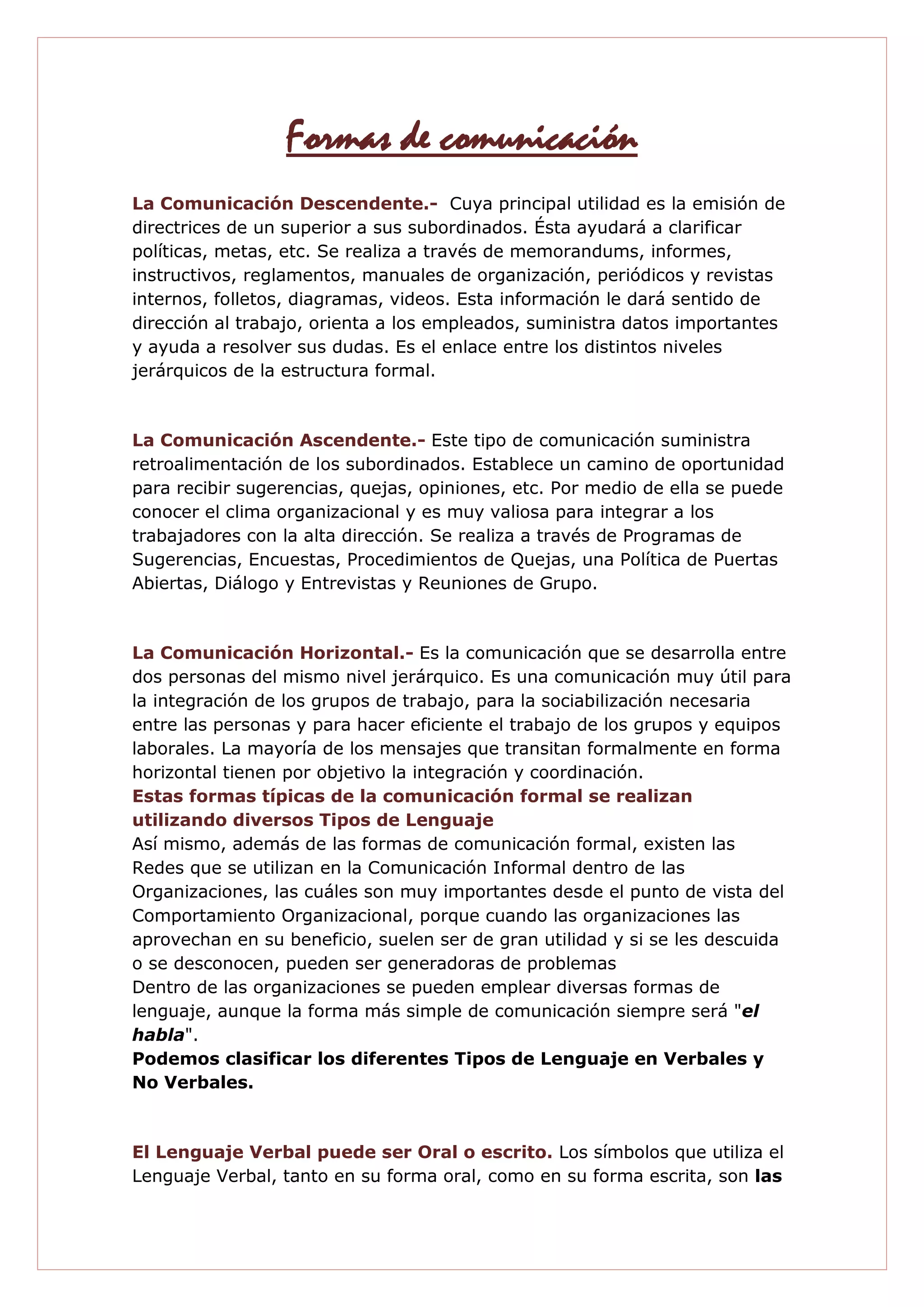 Formas de Comunicación | DOCX