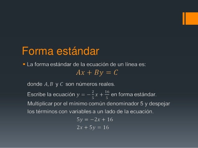 Formas de una ecuación lineal