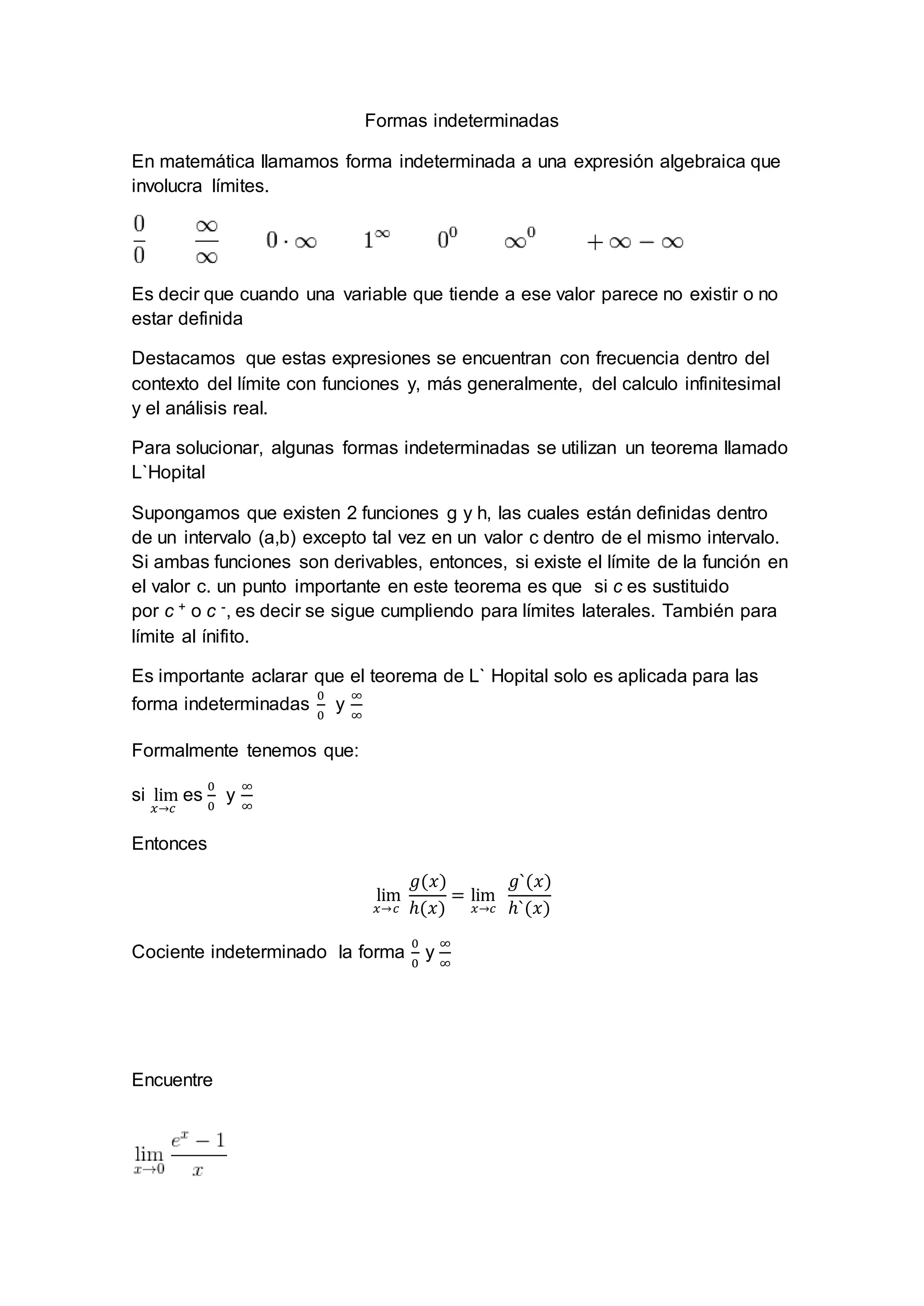 Formas indeterminadas | DOCX