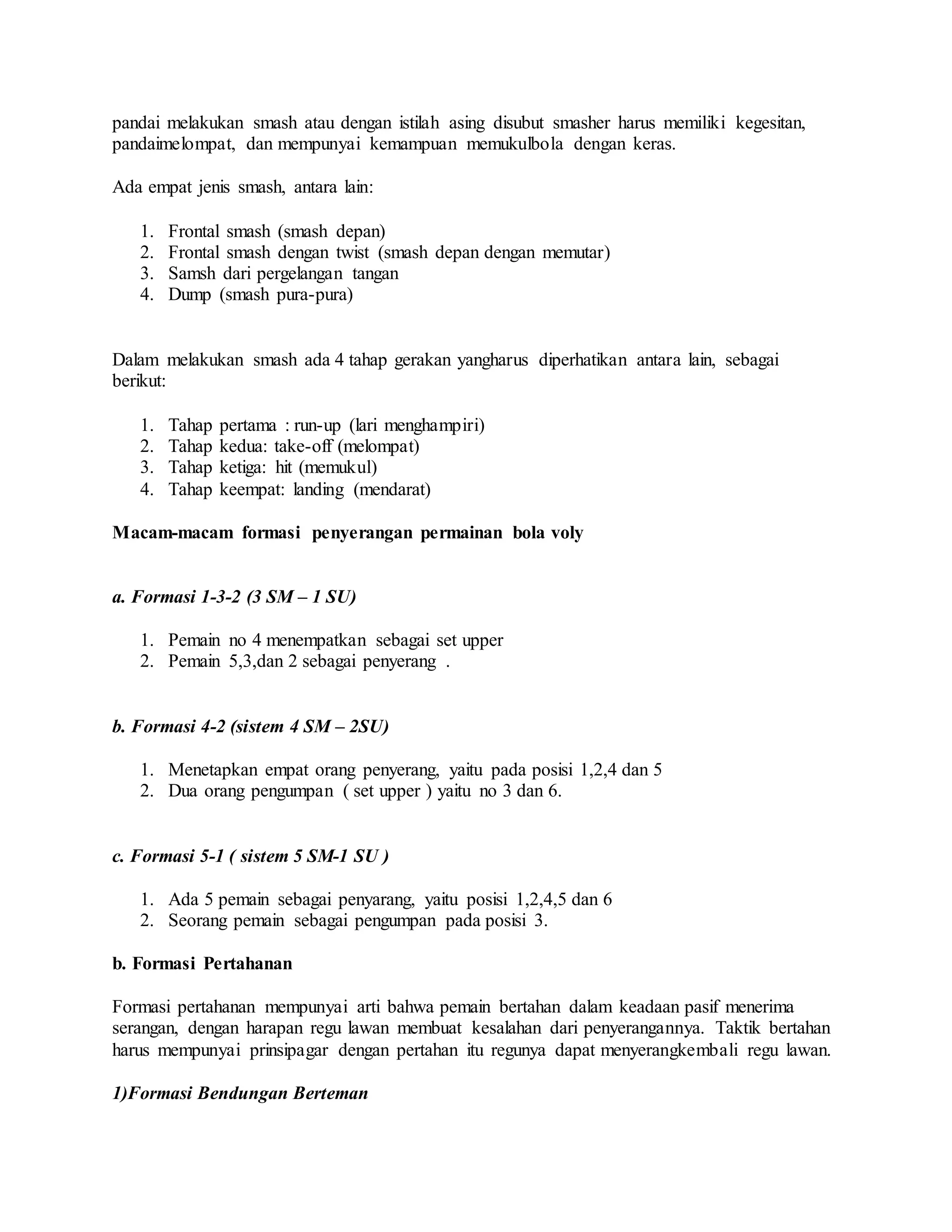 Formasi penyerangan permainan bola voly | DOCX