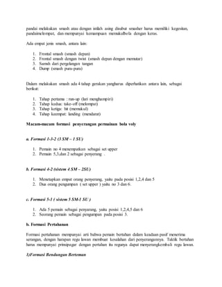 Formasi penyerangan permainan bola voly | DOCX