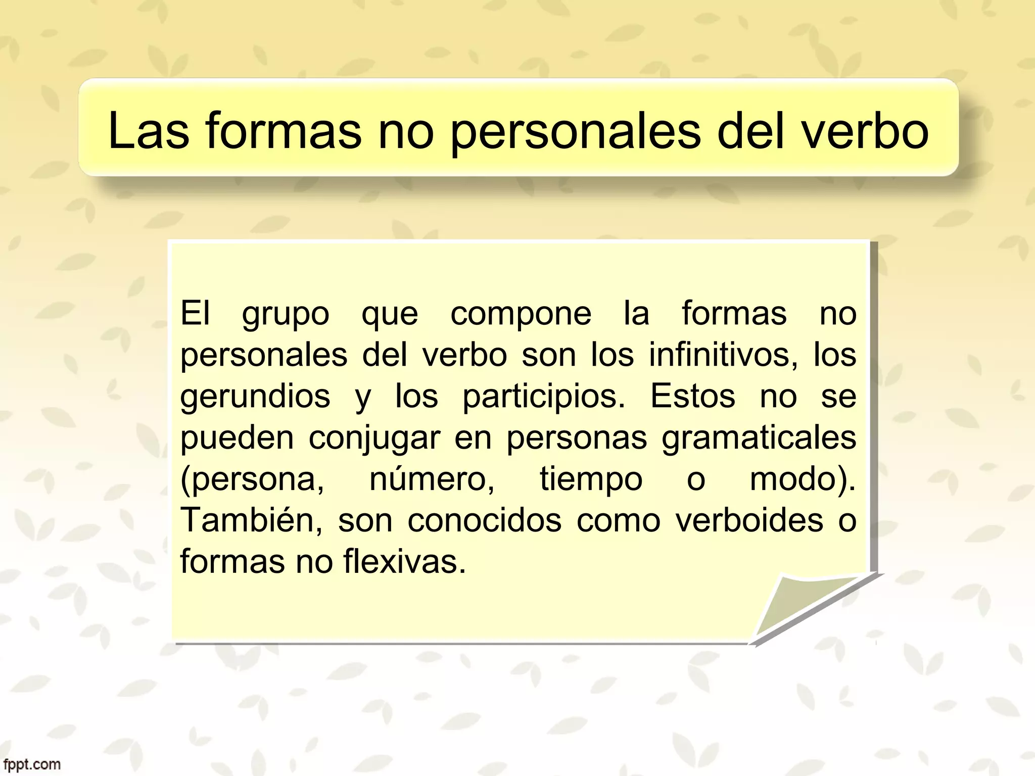 Formas no personales del verbo | PPT