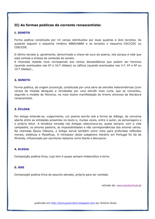 Formas poéticas tradicionais e renascentistas | PDF