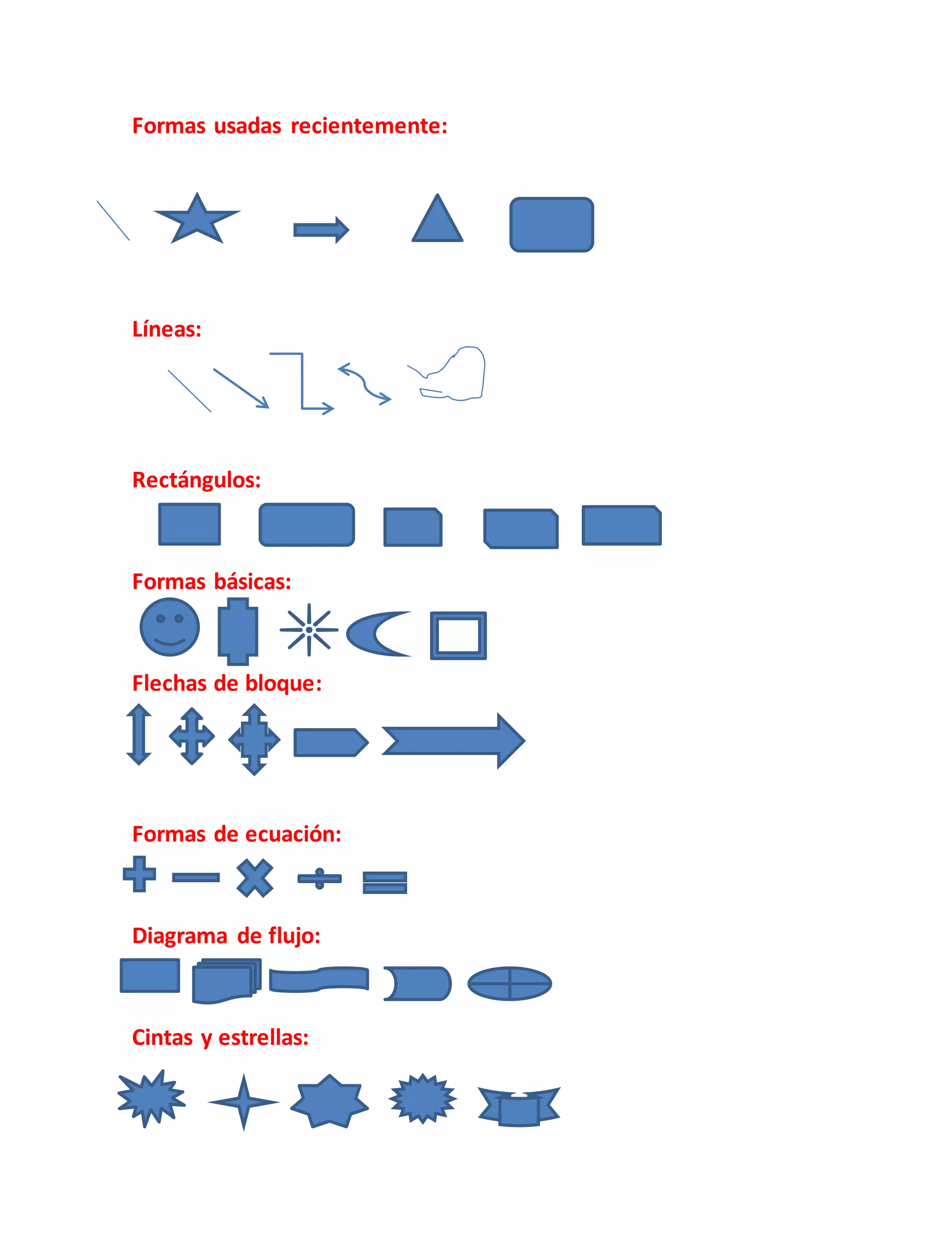 Formas usadas recientemente | DOCX