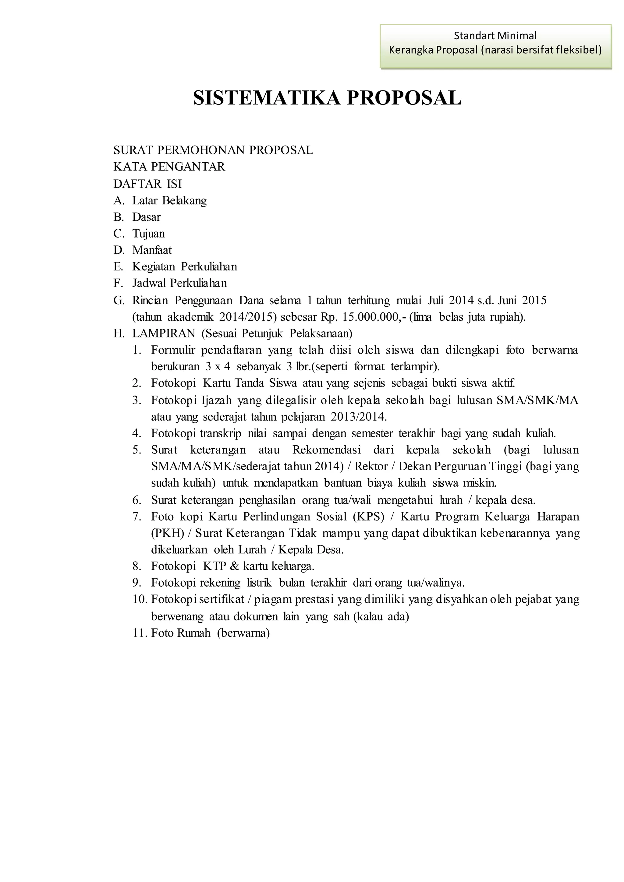 Format proposal-beasiswa SMA Sederajat | PDF