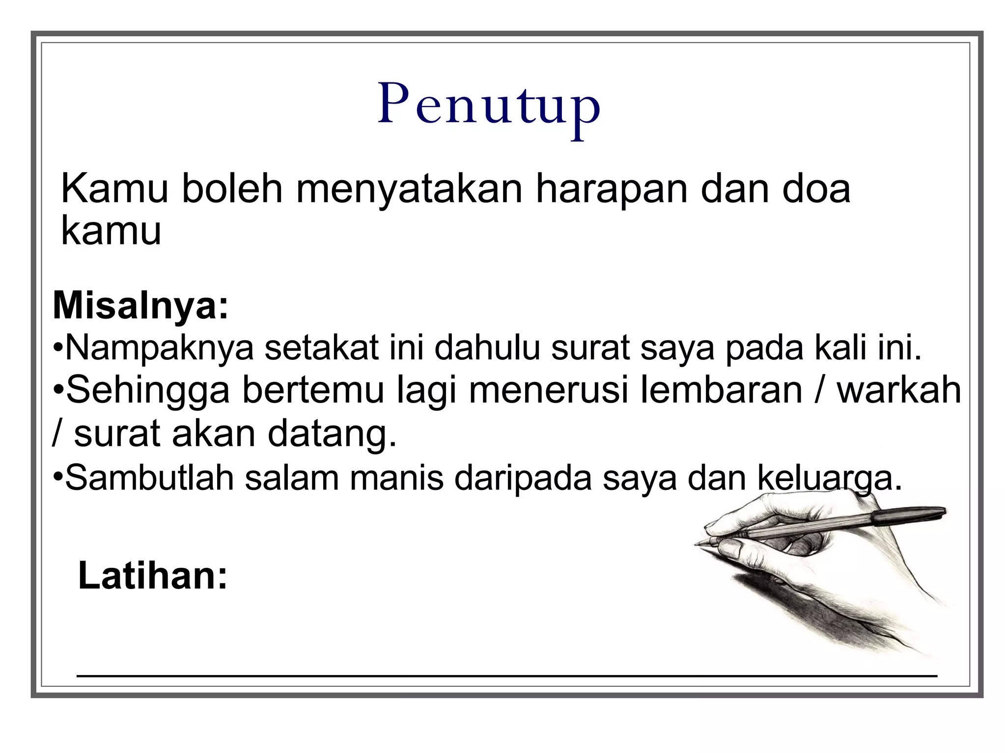 Format Surat Tidak Rasmi | PPT