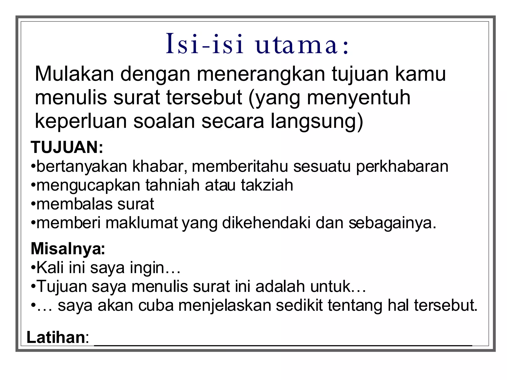 Format Surat Tidak Rasmi | PPT