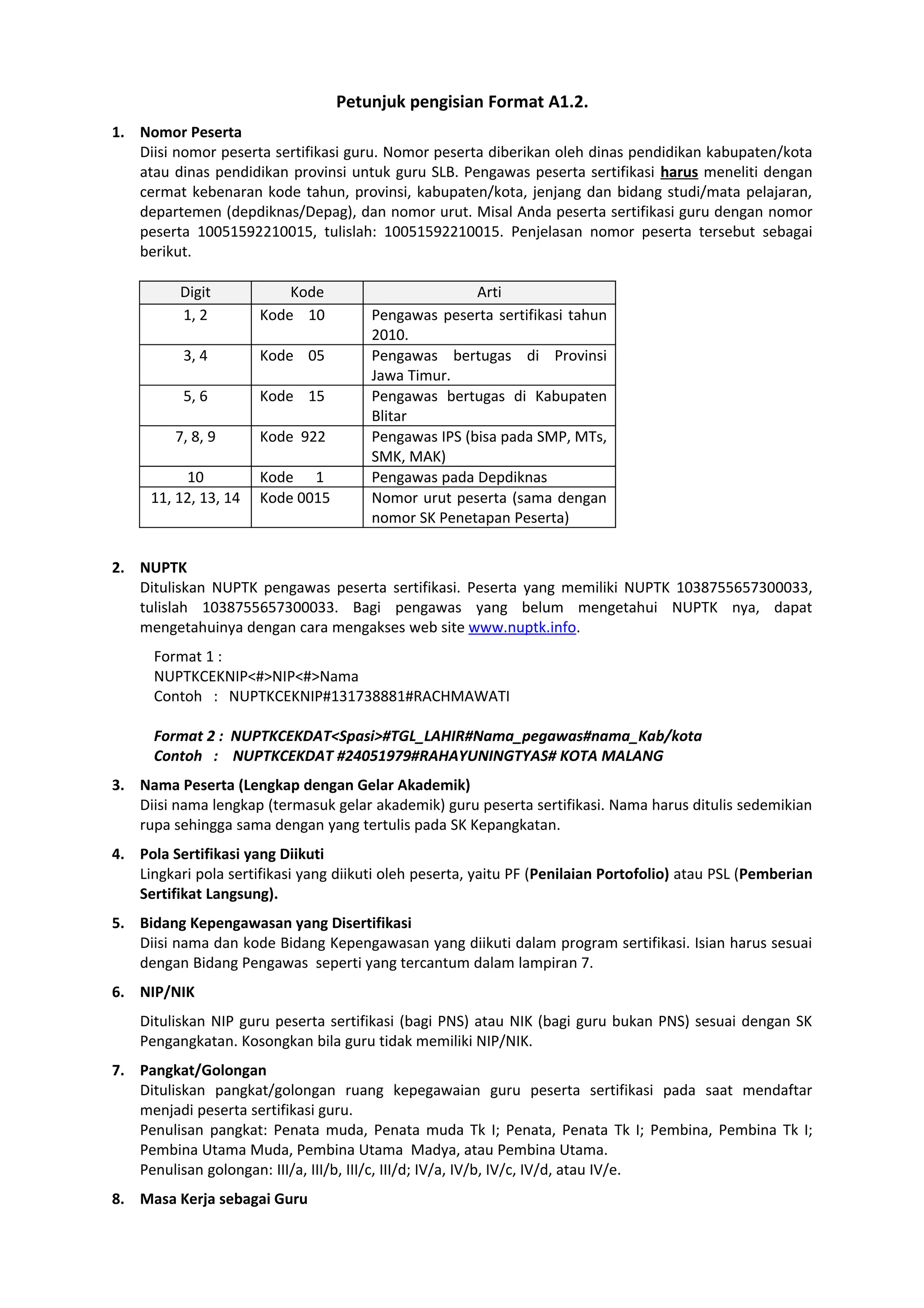 Format A1 F Sertifikasi Guru | DOC