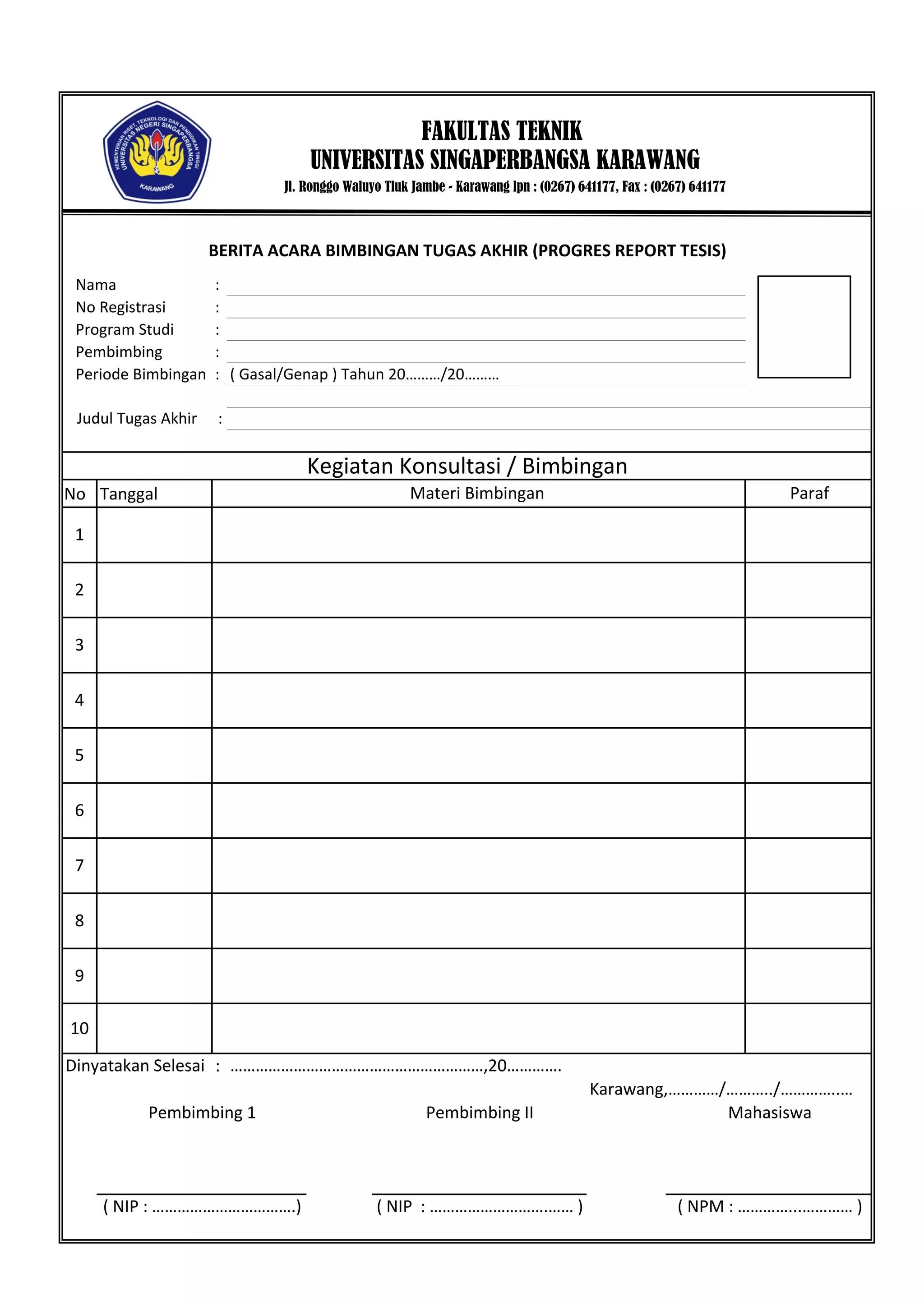 Format absensi bimbingan | PDF