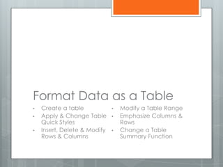 Format as a Table | PPTX