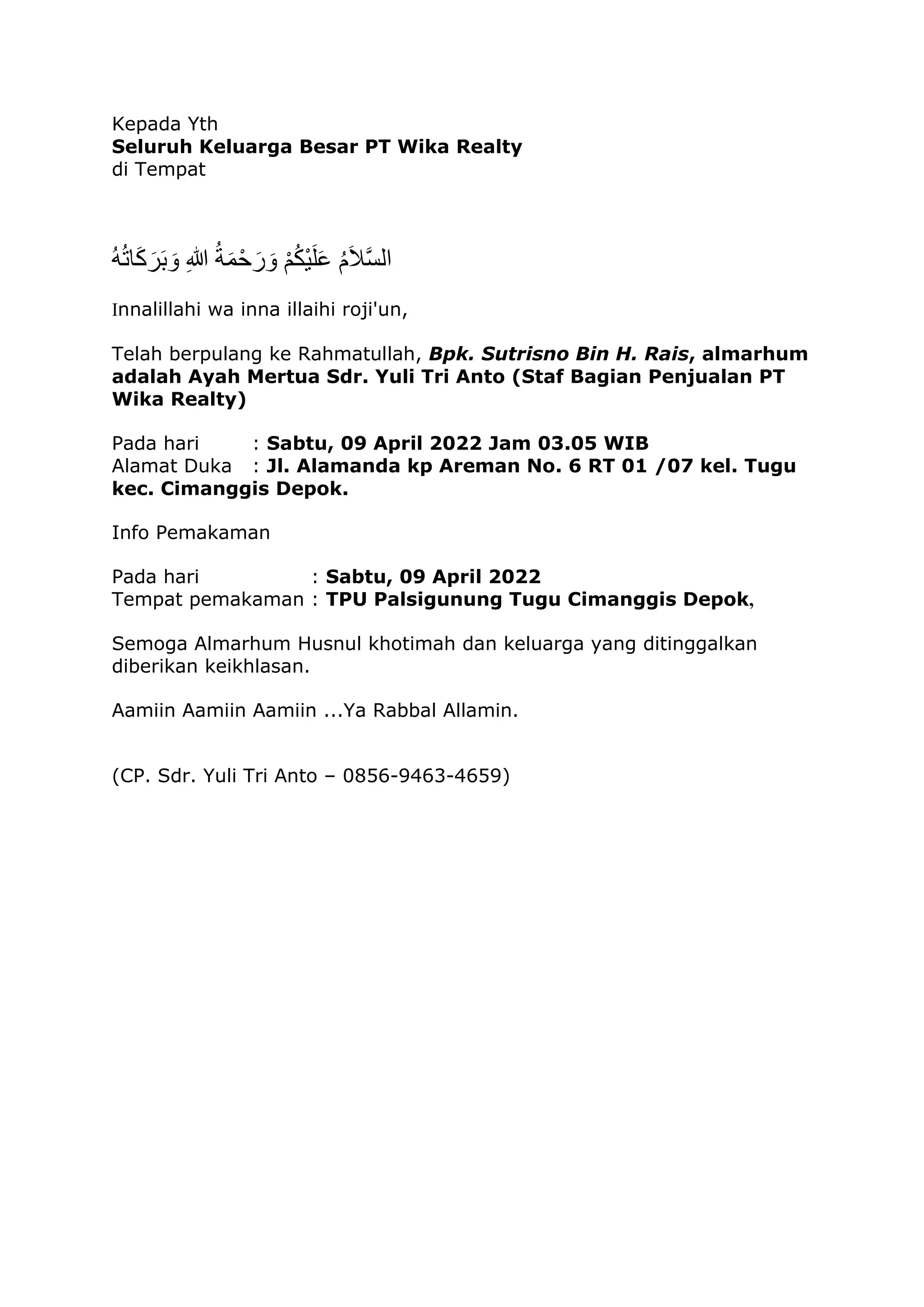 Format berita duka, format berita dukaaaaa | PDF