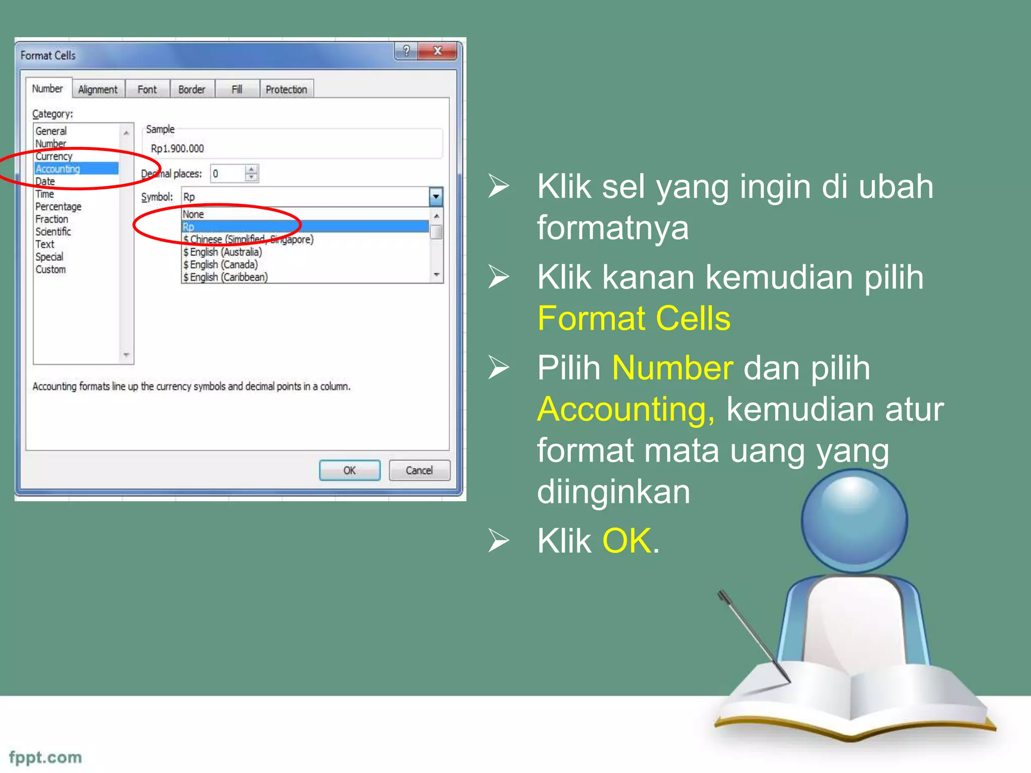 Format bilangan dan mata uang ms. excel | PPTX