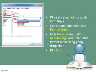 Format bilangan dan mata uang ms. excel | PPTX