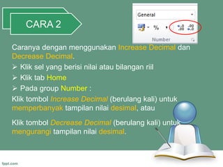 Format bilangan dan mata uang ms. excel | PPTX