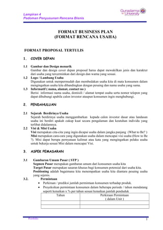 Format business plan | DOC