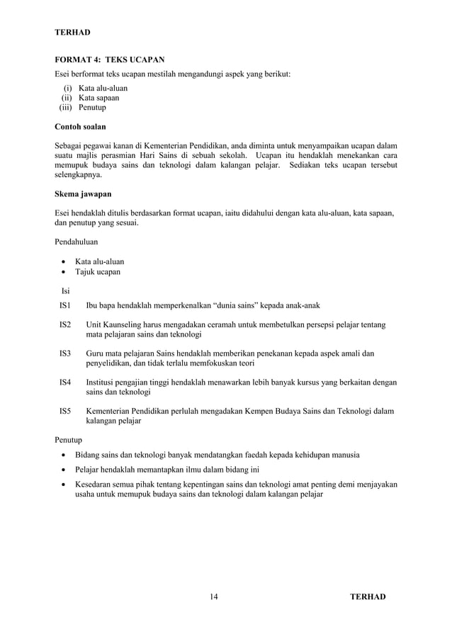 Format & contoh esei pbs bm | PDF