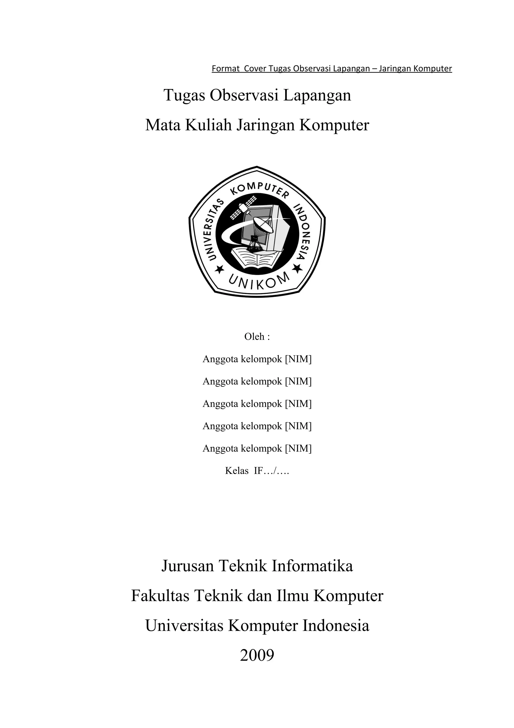 Format Cover Tugas Observasi Lapangan | DOC