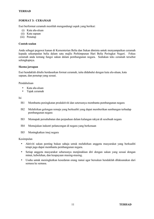 Format dan Contoh penulisan esei berformat | PDF