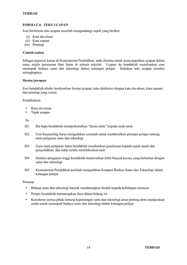 Format dan Contoh penulisan esei berformat | PDF