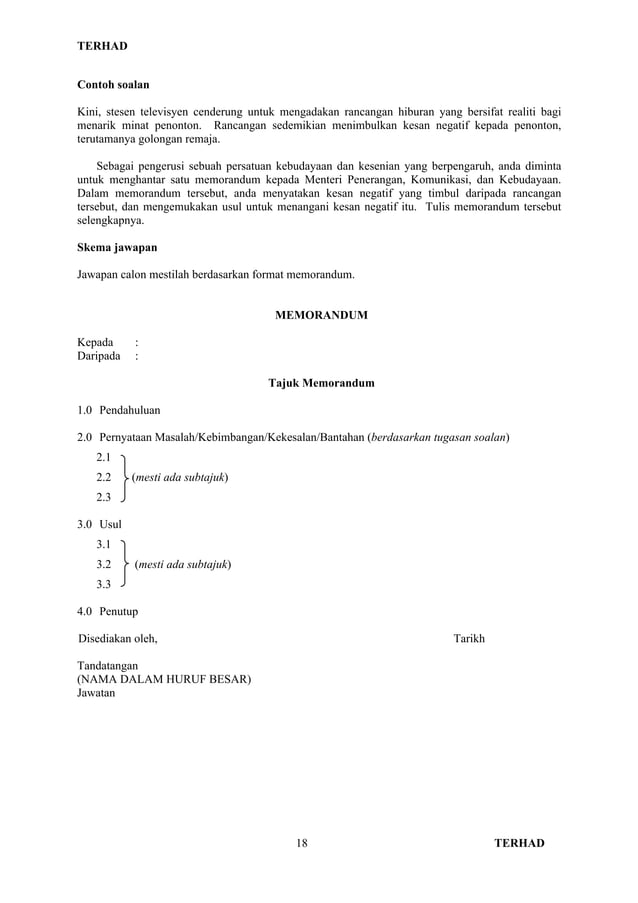 Format dan Contoh penulisan esei berformat | PDF