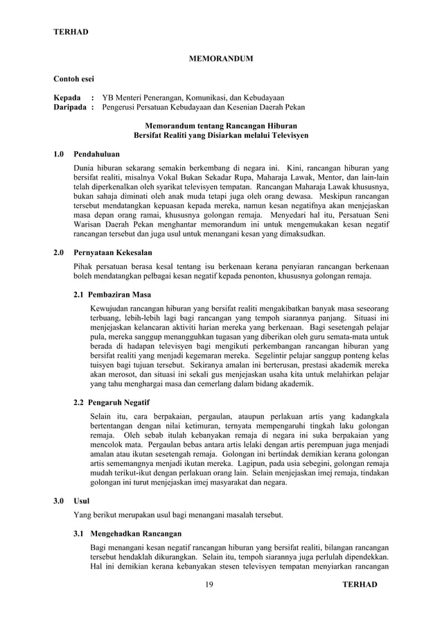 Format dan Contoh penulisan esei berformat | PDF