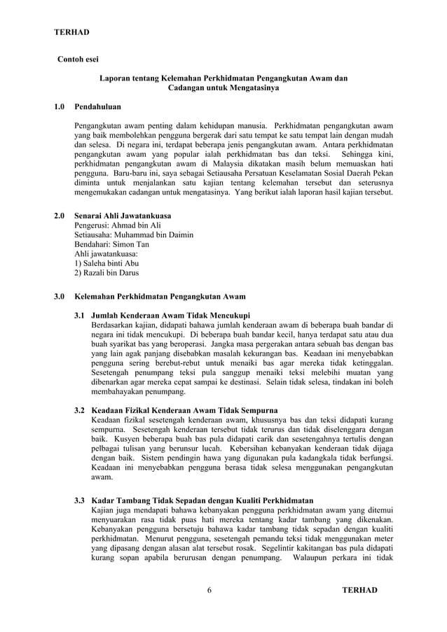 Format dan Contoh penulisan esei berformat | PDF