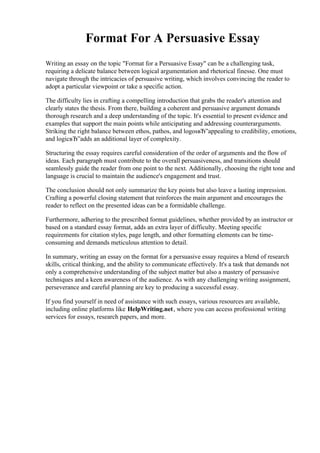 Format For A Persuasive Essay.pdf | Educational Assessment | Education