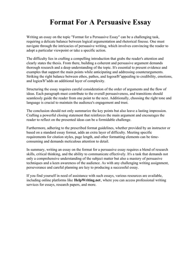 Format For A Persuasive Essay.pdf | Educational Assessment | Education