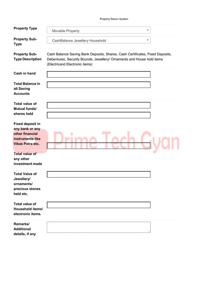 Format for collection of data for annual property return final | PDF ...