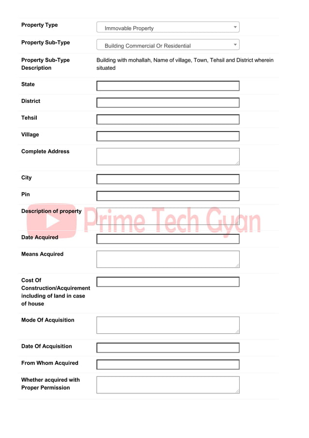 Format for collection of data for annual property return final | PDF ...