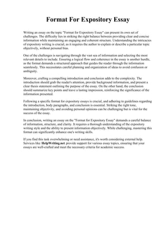 Format For Expository Essay.pdf | Undergraduate Education | College ...