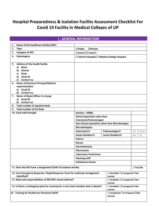 Operating Room Cleaning Checklist