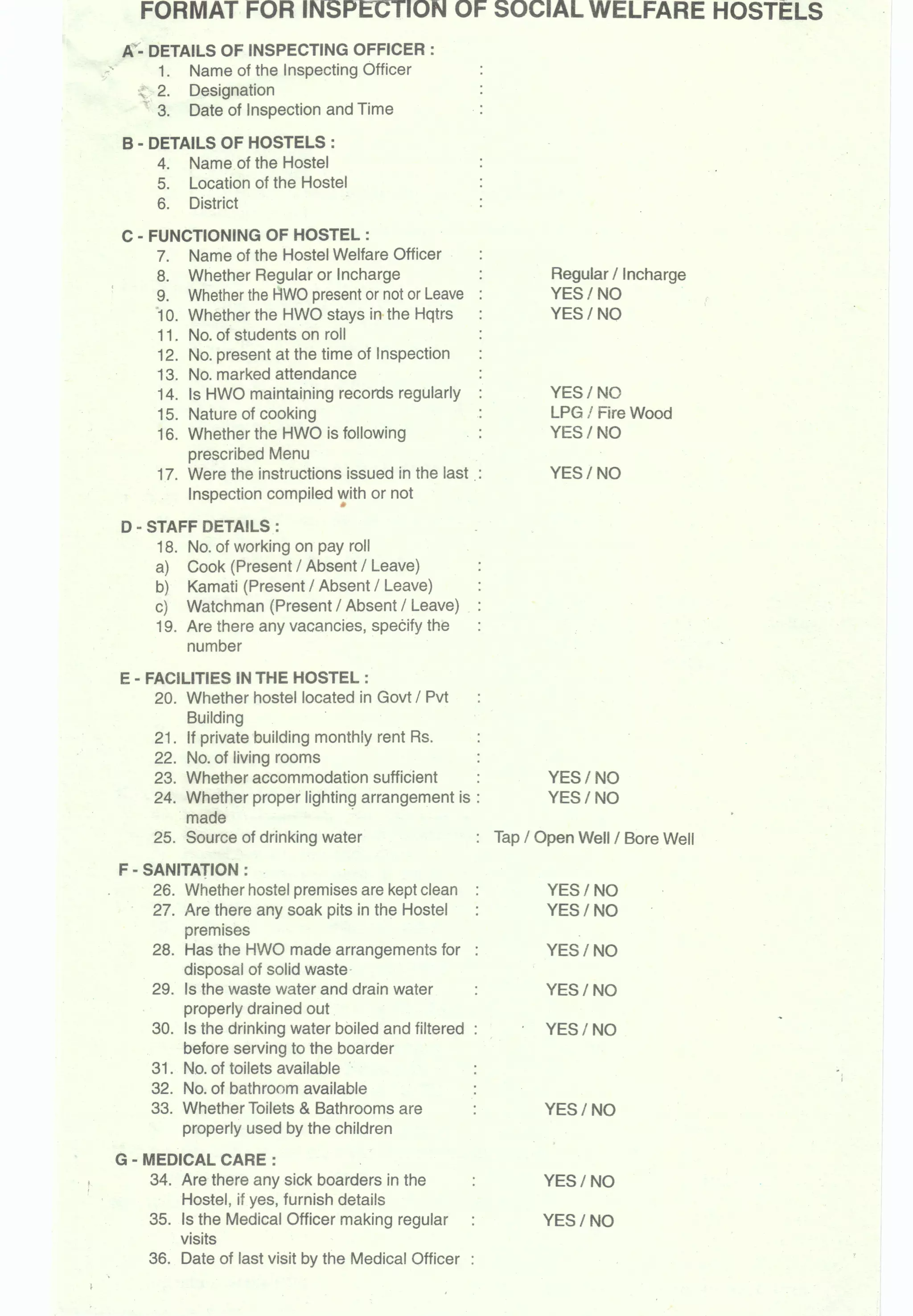 Format for inspection_of_social_welfare_hostels | PDF