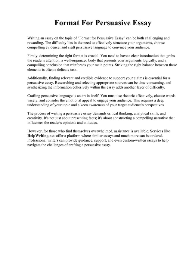 Format For Persuasive Essay. West Virginia University | PDF
