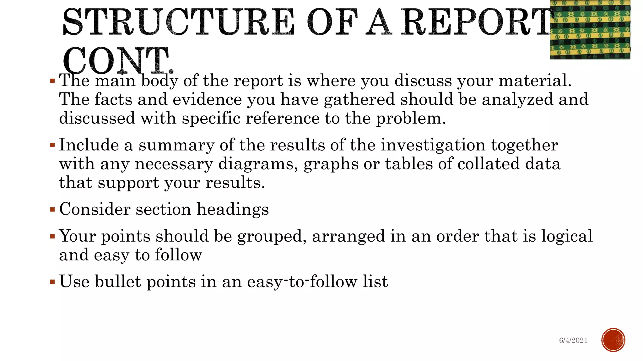 Format for report writing | PPTX